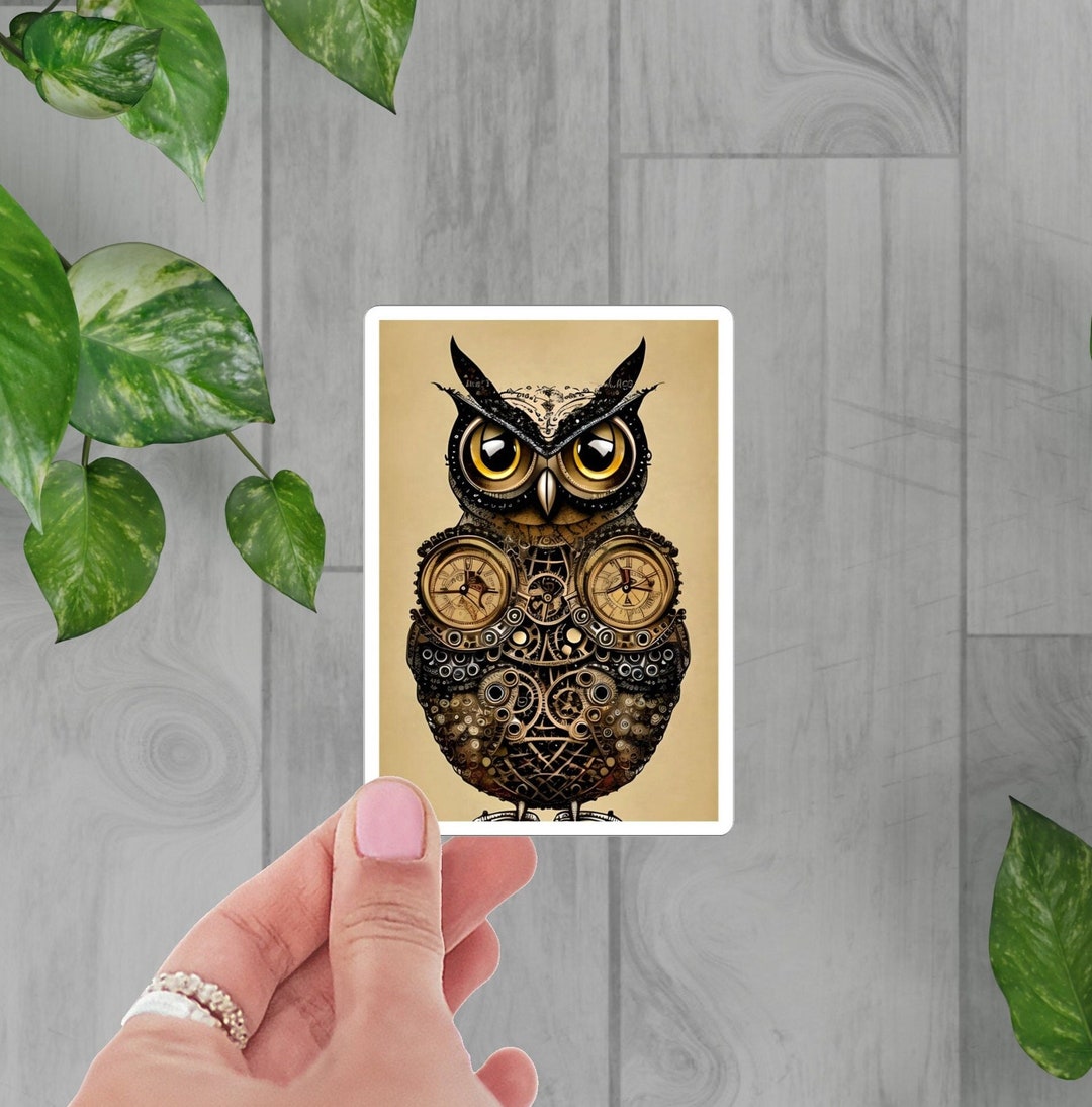 Steampunk Owl Decal Owl Sticker Steampunk Sticker Steampunk - Etsy