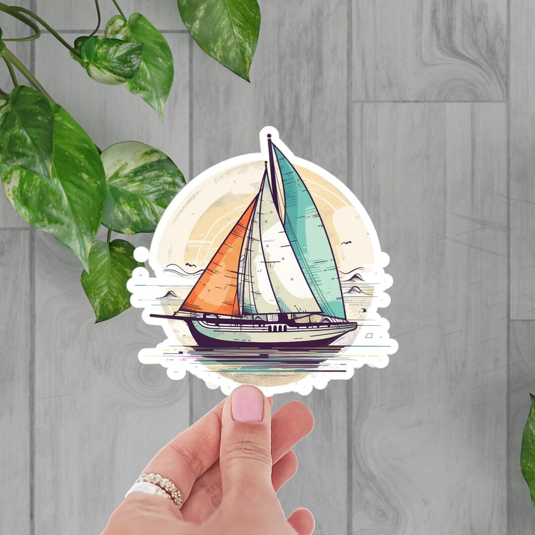 Watercolor Sailing Sticker, Nautical Decal, Sailboat Sticker ...