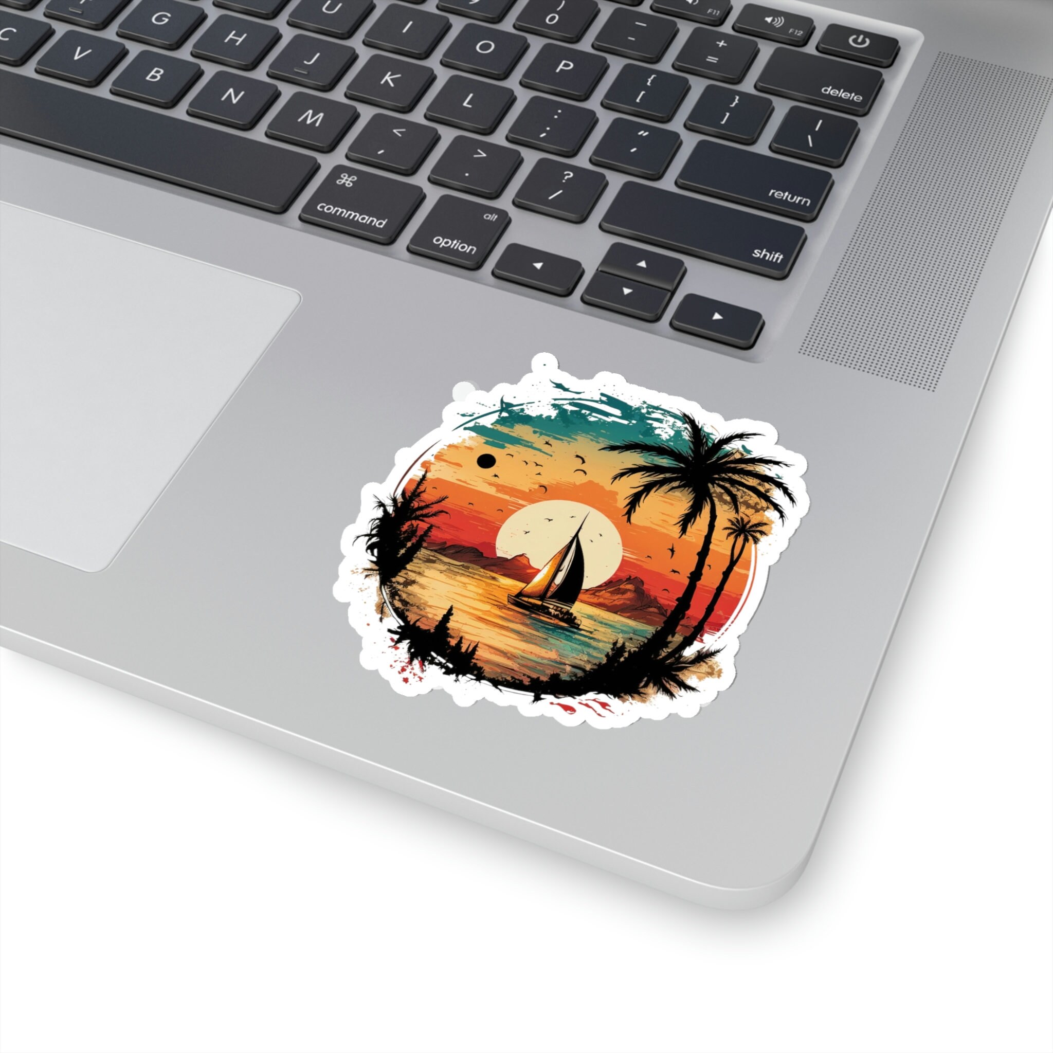 Sailboat Sticker, Ocean Sunset, Palm Tree Decal, Sunset Sticker ...
