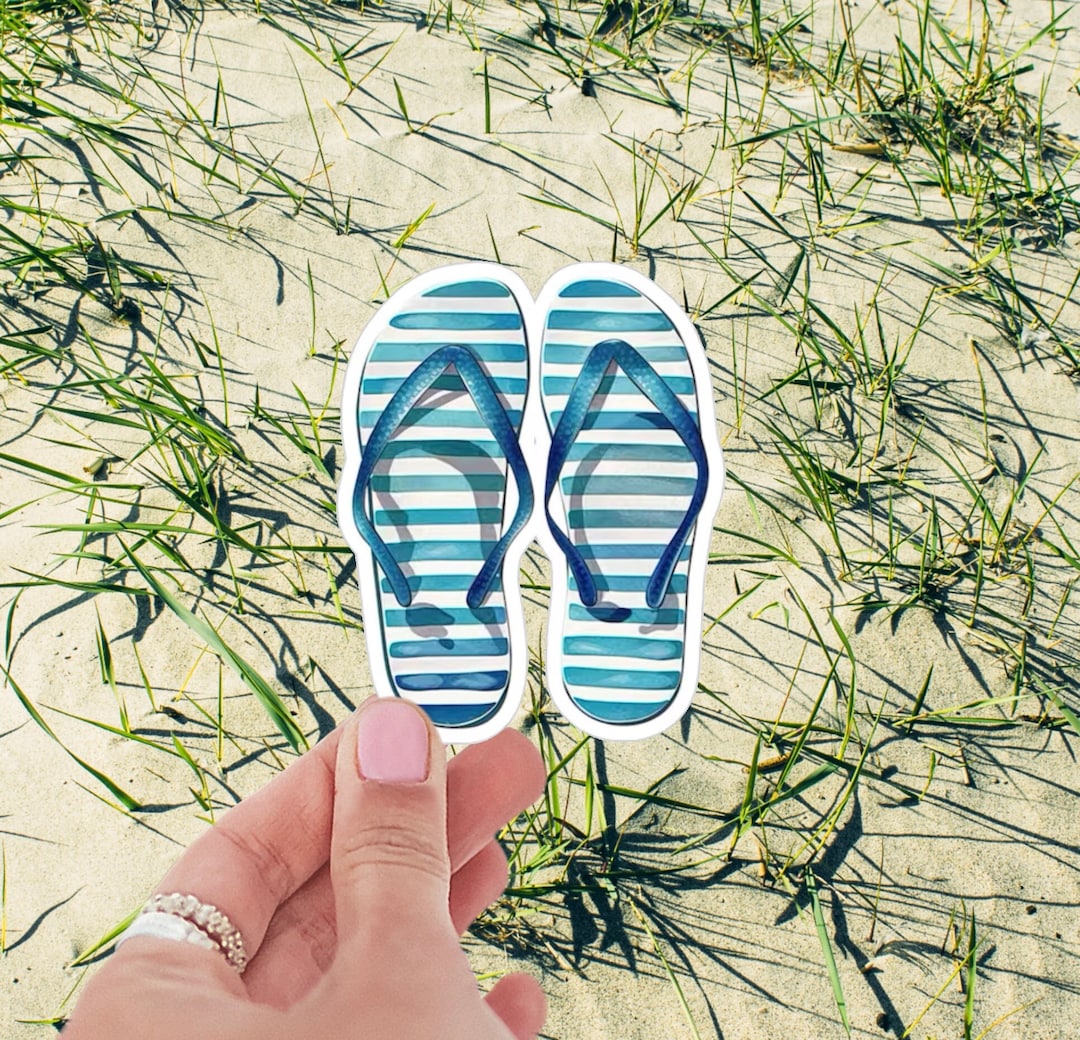 Beachy Sticker, Beach Vibes, Flip Flops Decal, Beach Sticker, Summer ...