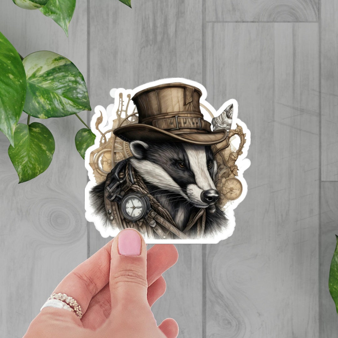 Badger Sticker, Steampunk Sticker, Badger Decal, Steampunk Decal ...