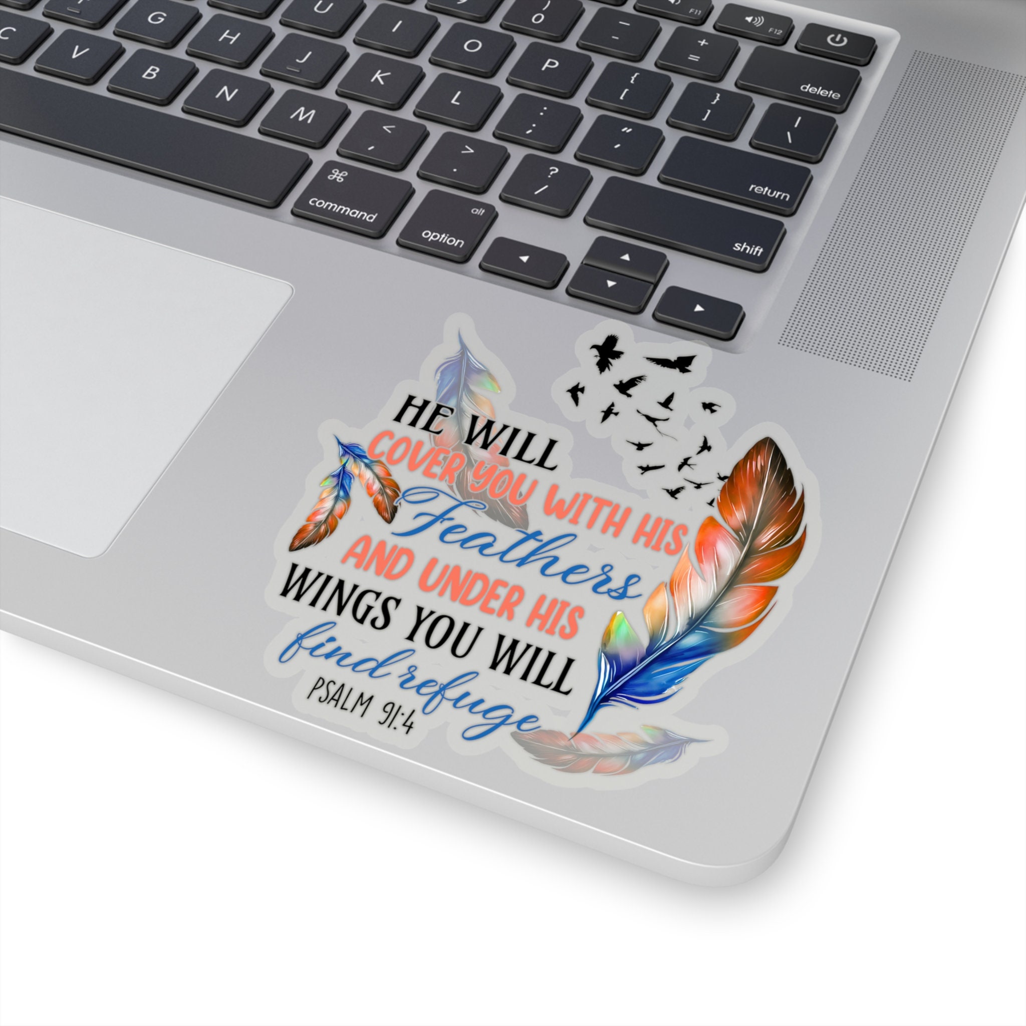 Psalm 91:4 Sticker, Bible Verse Sticker, Christian Decal, Religious ...