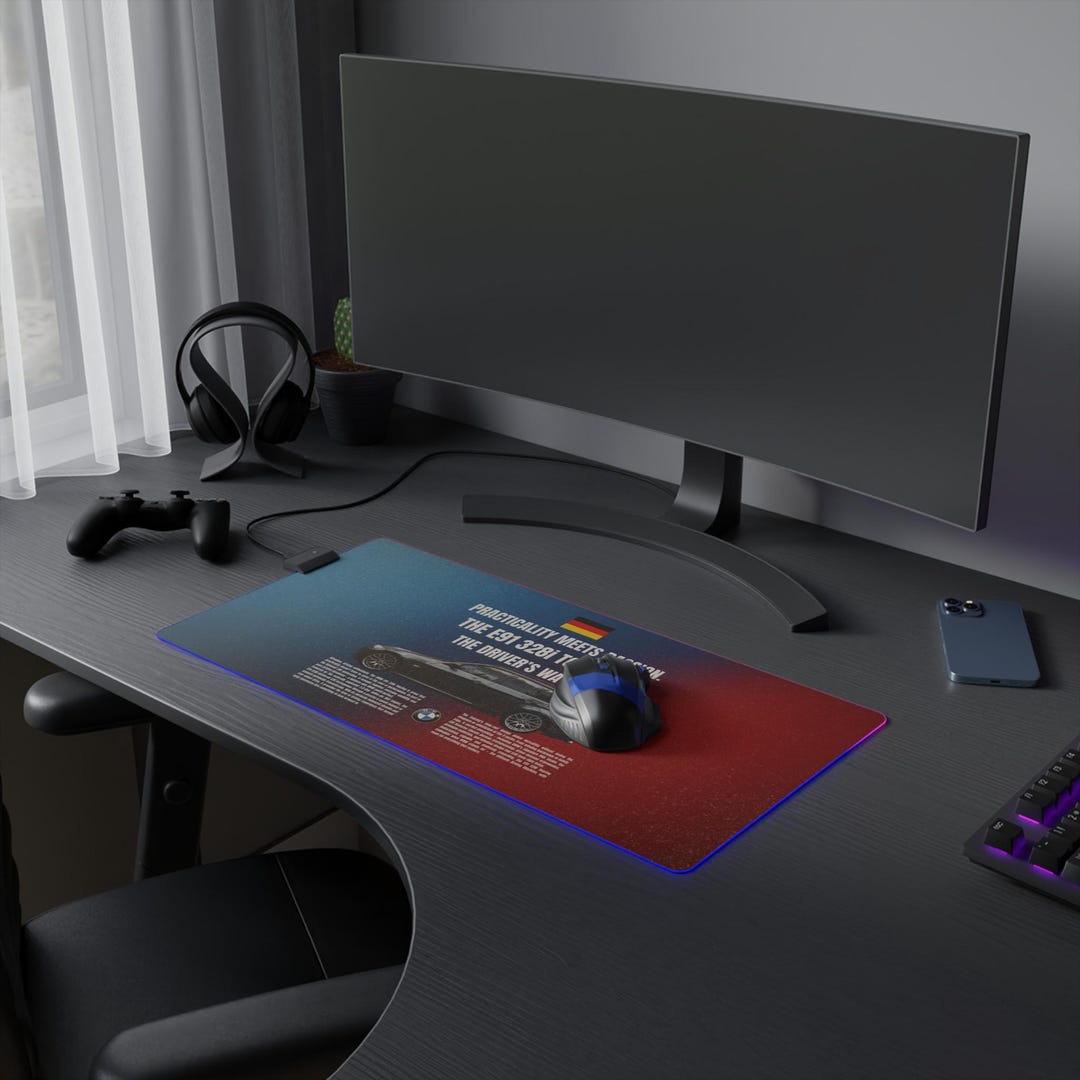 BMW E91 328i RGB Gaming Mouse Pad - LED Desk Mat for Car Enthusiasts - Etsy