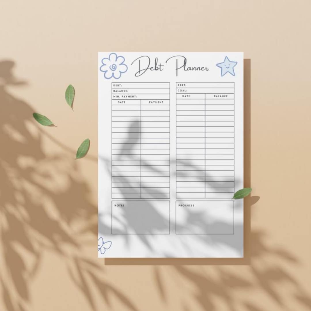 Debt Tracker Printable | Cute Debt Payment Log | Finance Planner PDF ...