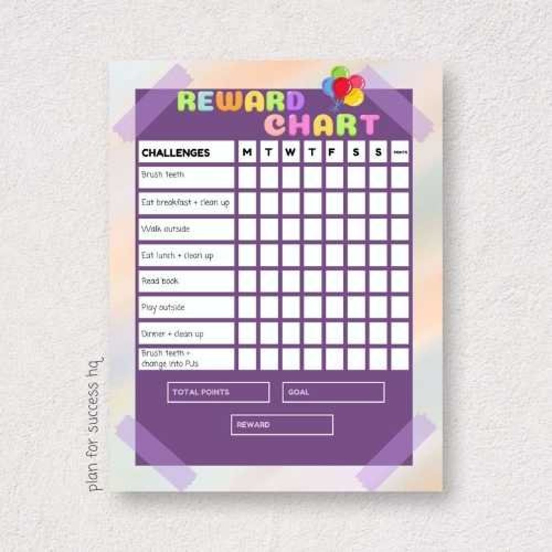 Cute and Fun Reward Chart for Kids! (4 Sizes Available) - Etsy