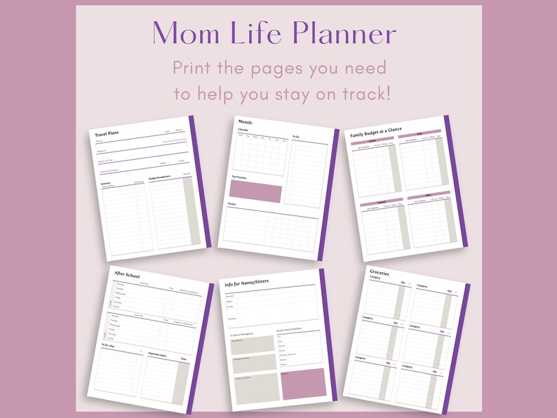 Busy Mom Life Planner, Printable Planner, Organization Checklist ...