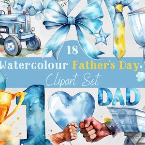 Watercolour Father's Day Clipart Bundle | PNG Instant Download With ...
