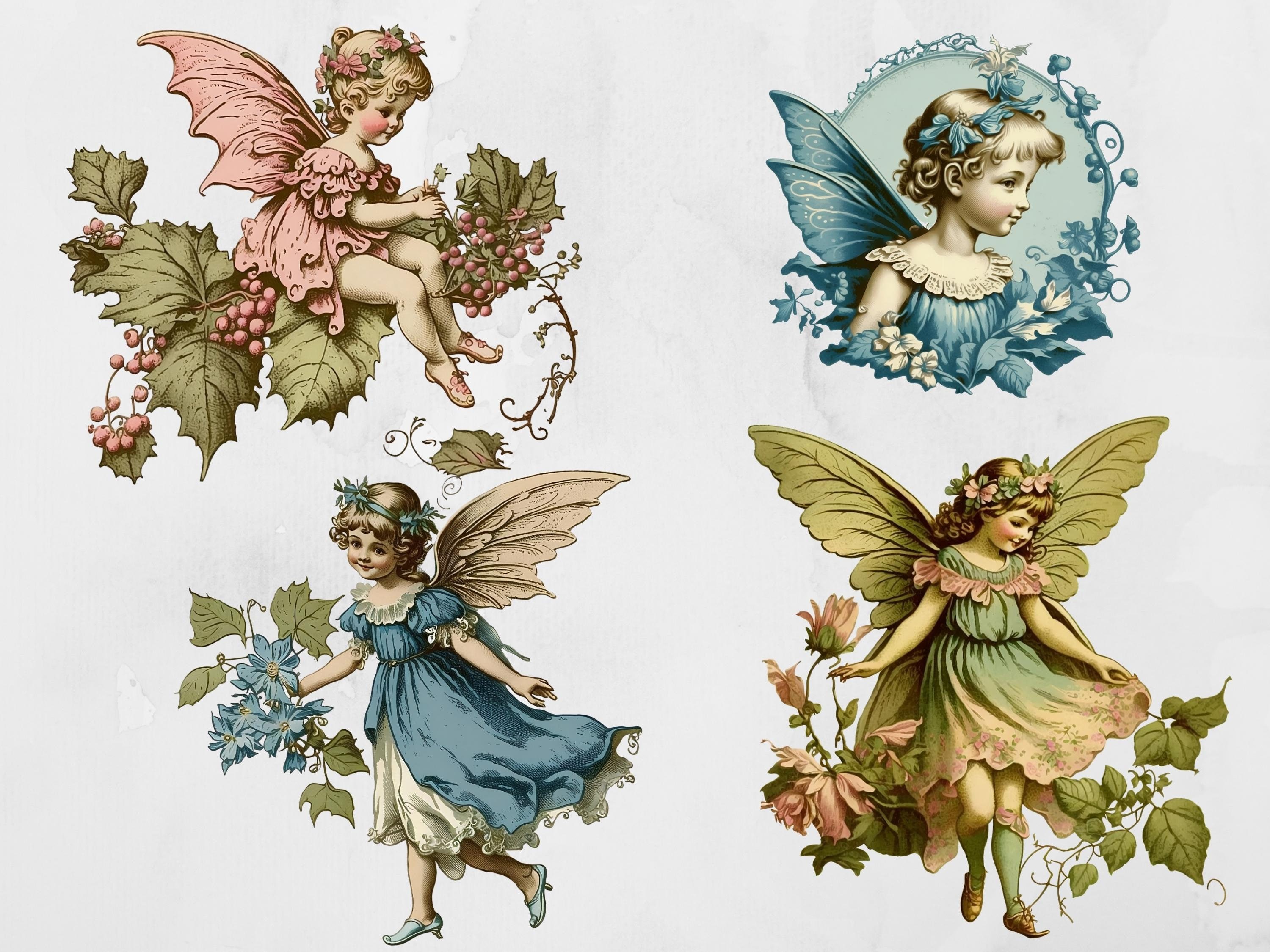 Vintage Magical Fairies Clipart Set - Instant Download | Free ...