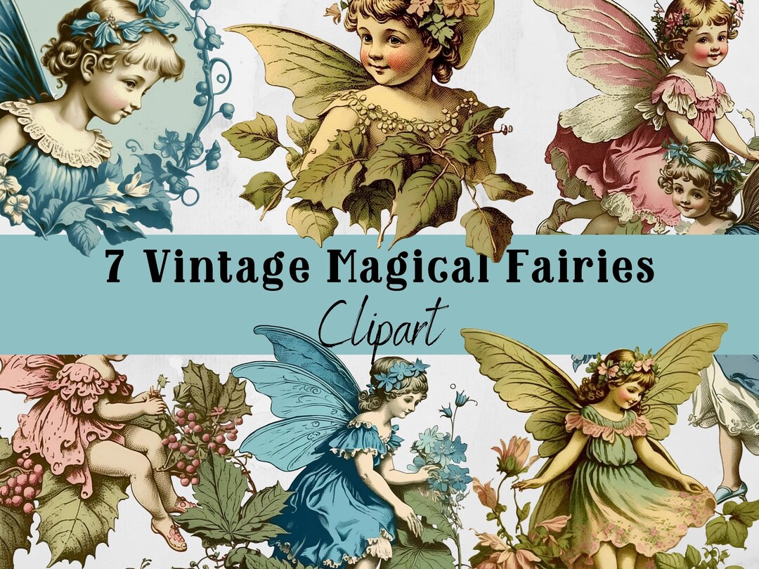 Vintage Magical Fairies Clipart Set - Instant Download | Free ...