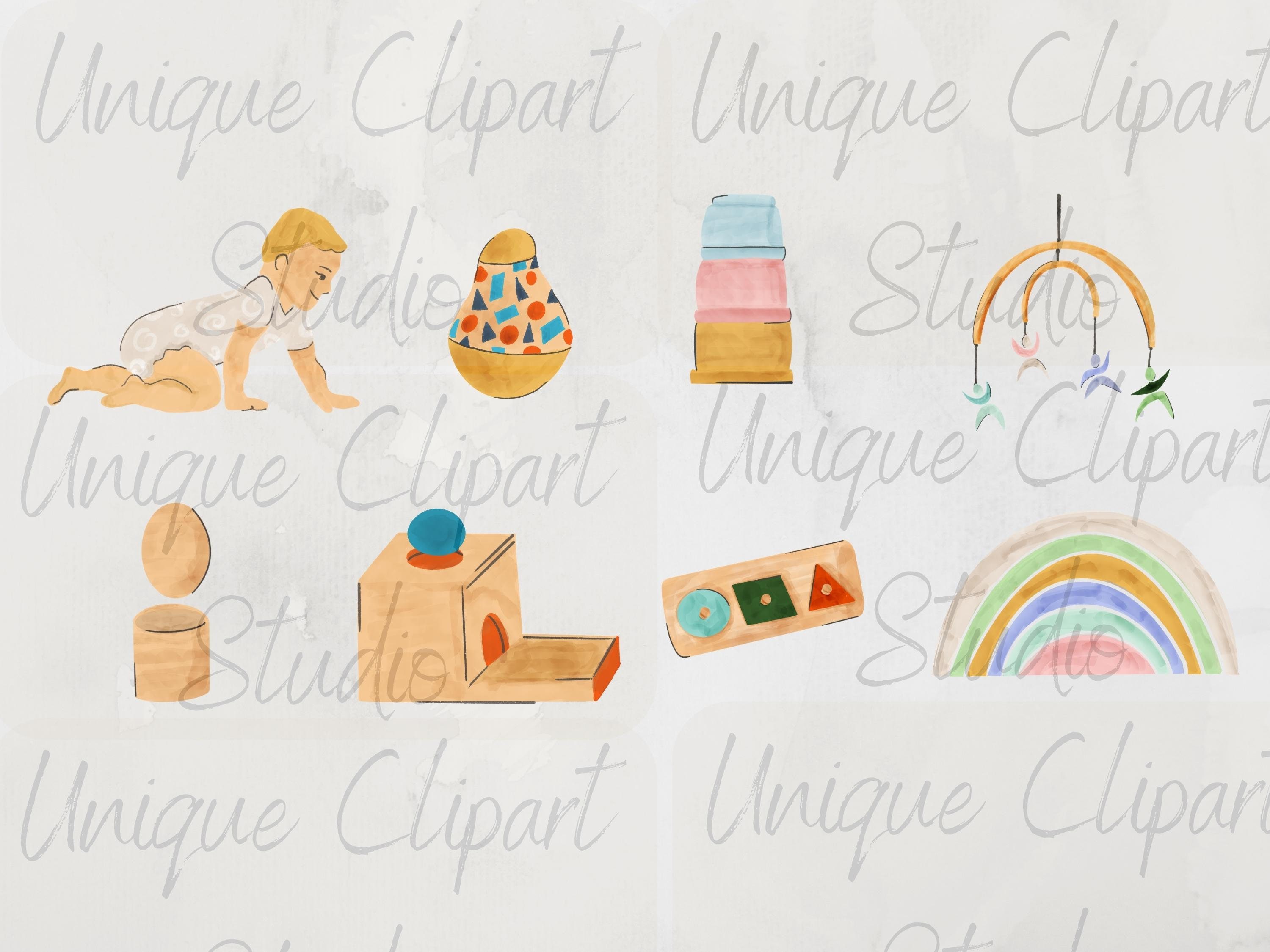 Watercolour Montessori Clipart | Kids Toys Instant Download - Perfect ...