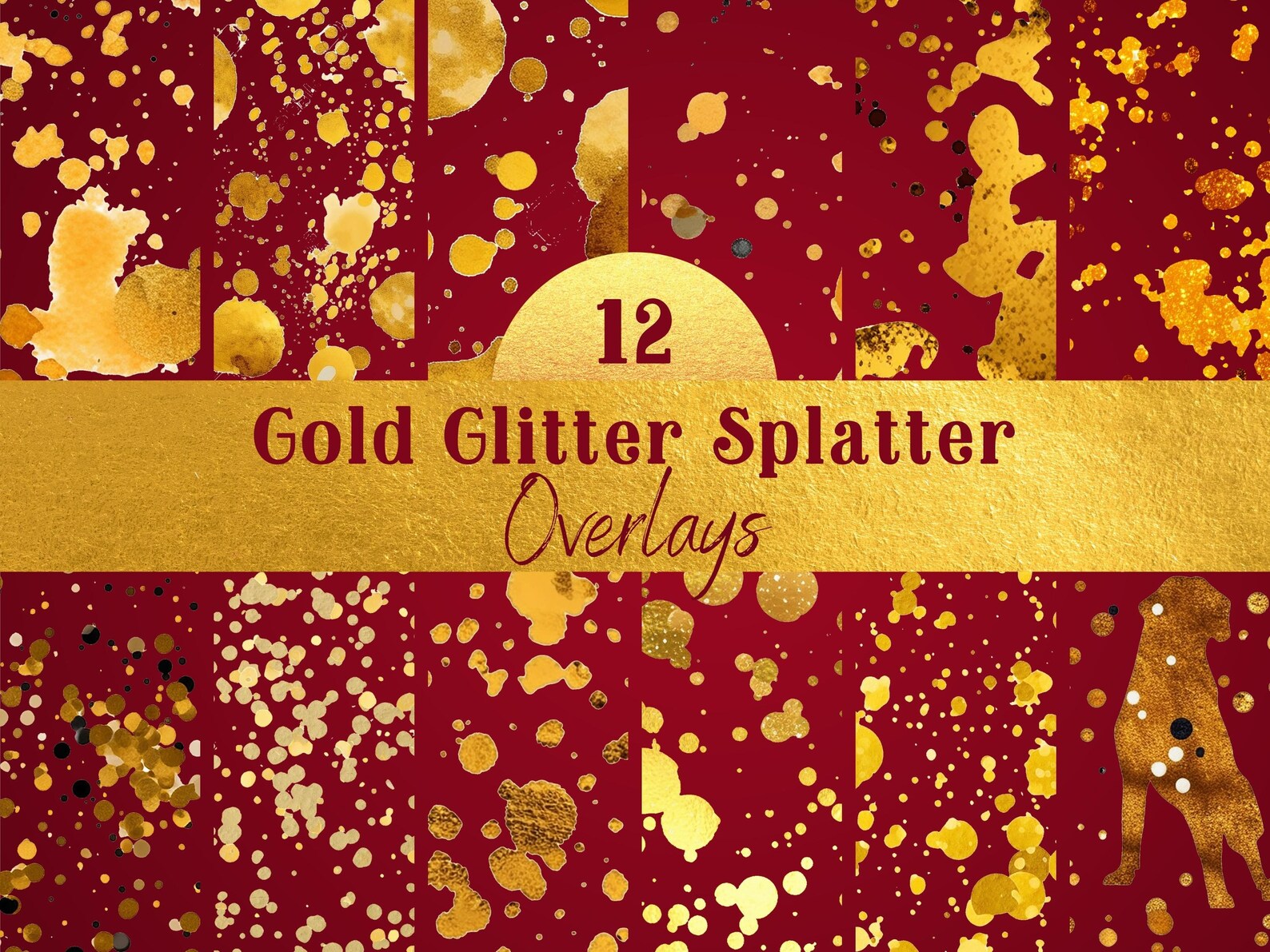 Gold Glitter Splatter Overlays | PNG Transparent Background With Free ...