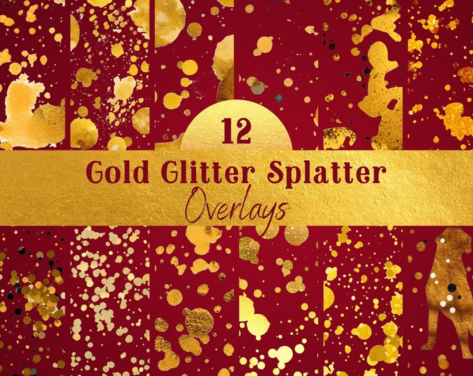 Gold Glitter Paint Splatter Clip Art - Gold Glitter Gold Watercolor ...