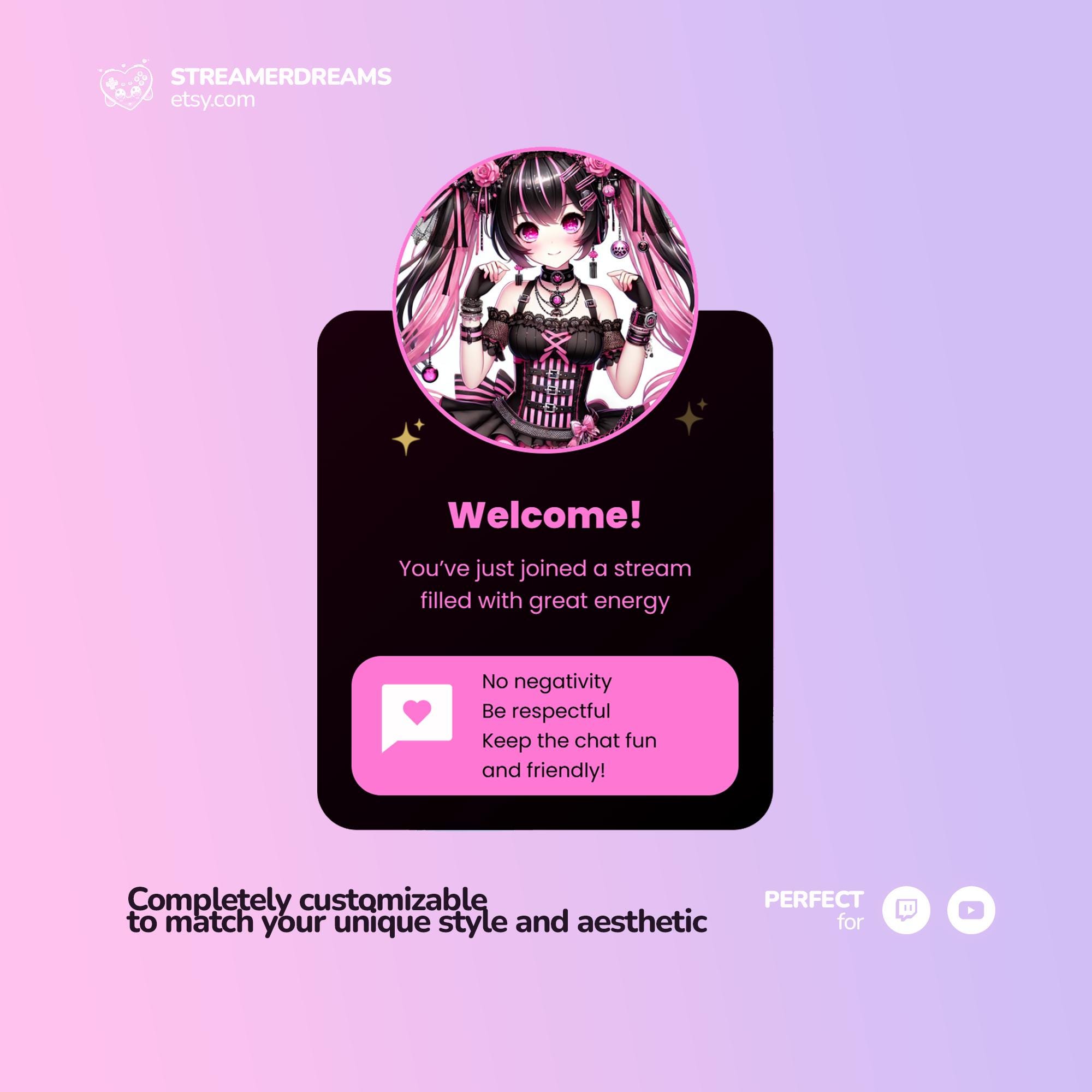 Quick Welcomer Widget for Twitch Youtube Stream | Customizable Card Pop ...