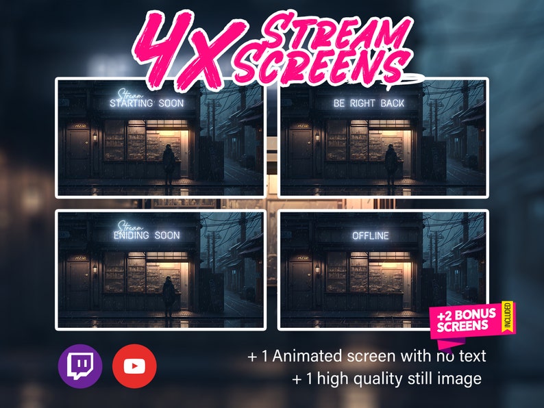 4 X Stream Screens / Stream Overlay /starting Soon Screen / Twitch ...