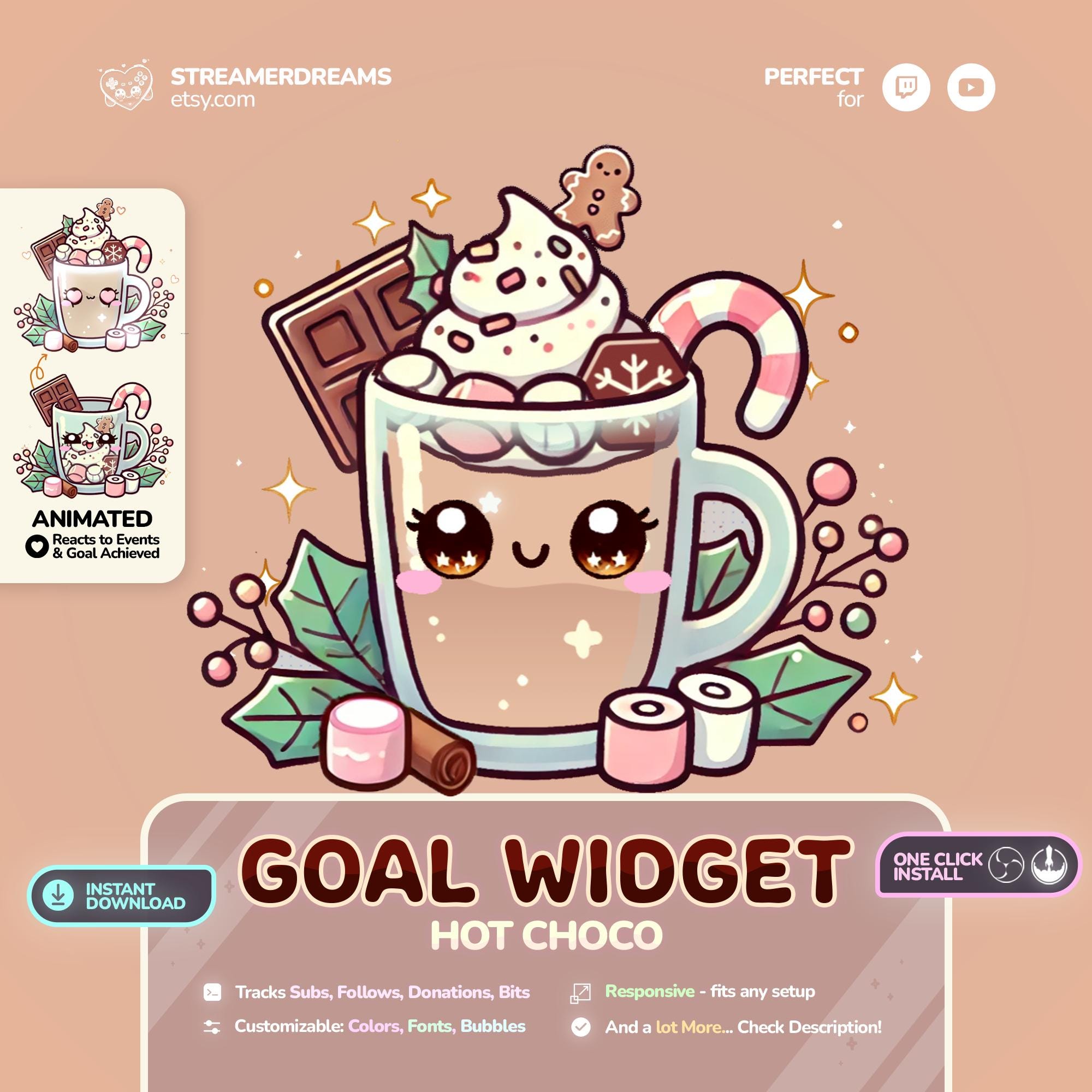Goal Widget Hot Choco Twitch Youtube Stream Asset | Streamelements ...