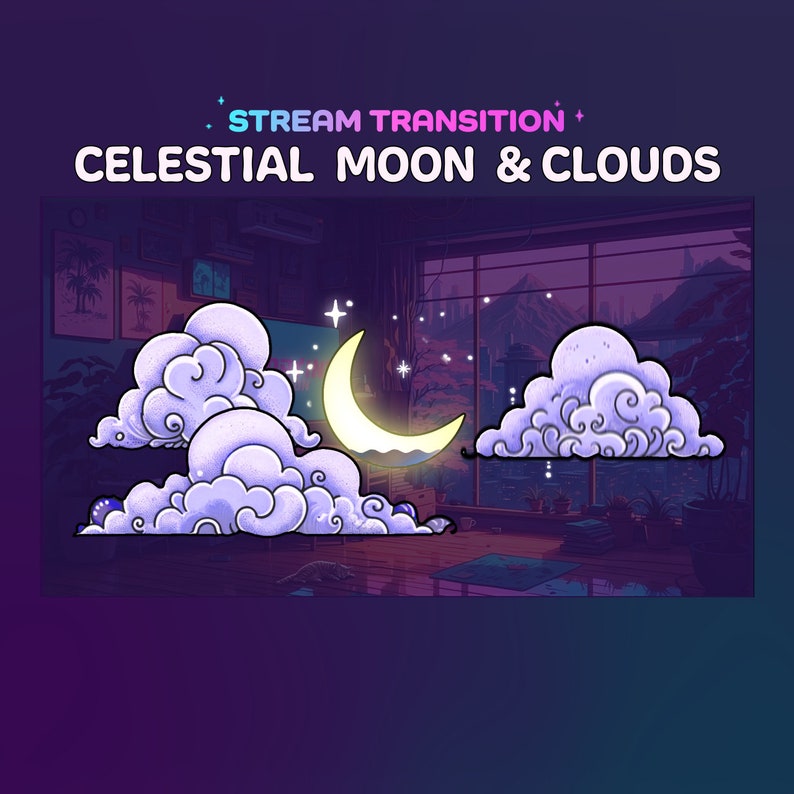 Celestial Moon Stream Transition: Animated Twitch/youtube Decoration ...
