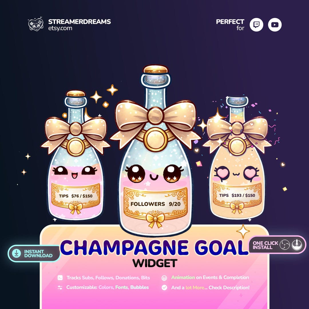 Stream Widget | Champagne Goal Widget | Festive Goal Widget for Twitch ...