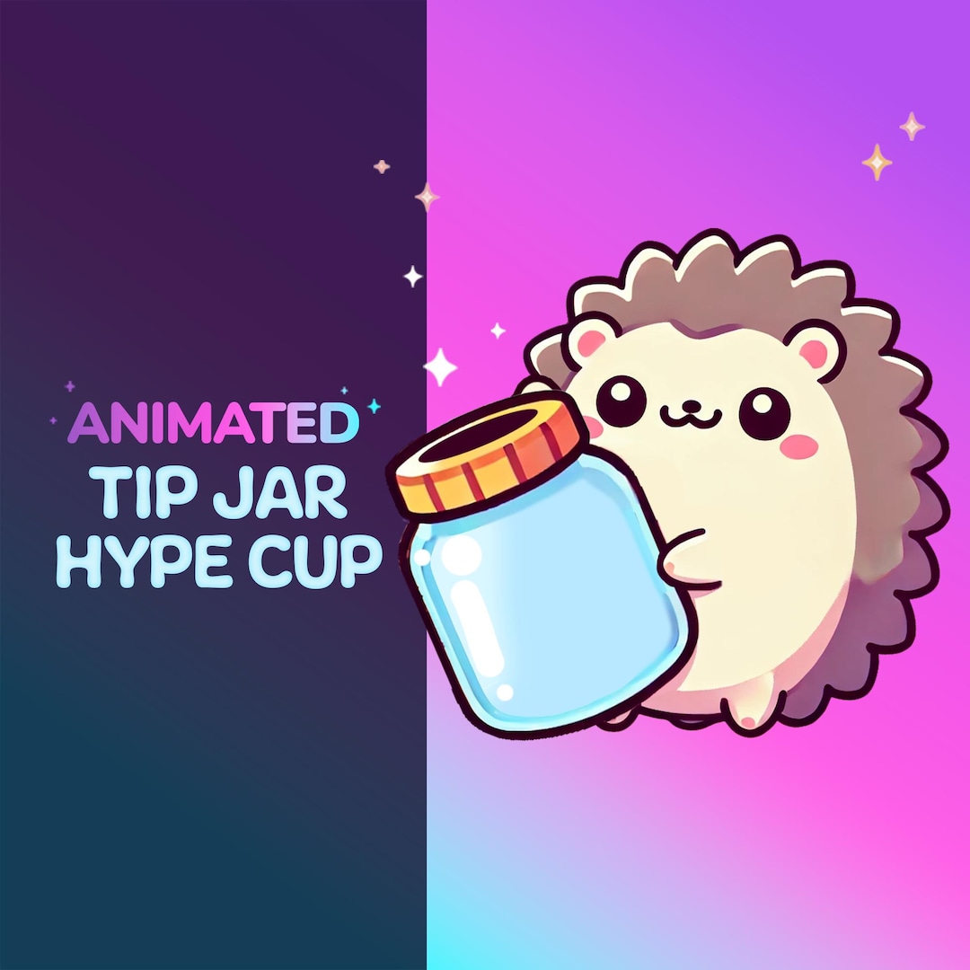 Animated Kawaii Hedgehog Hype Cup: Twitch Stream Decoration (digital ...