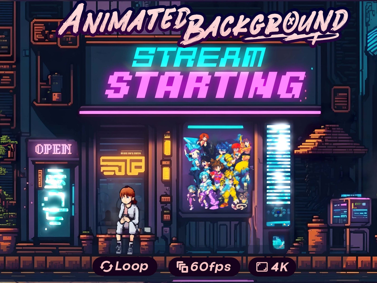Stream Starting Soon Screen / Twitch Overlay / Vtuber Background/ Pixel ...