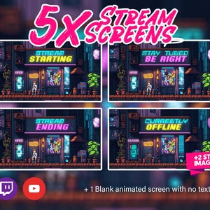 Animated Pixel Anime Street Stream Screens: Vtuber Overlay - Etsy
