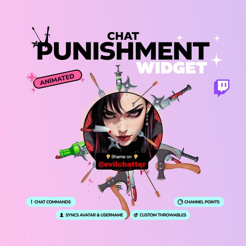 Chat Punishment Widget for Twitch. Animated Customizable Overlay. Chat ...