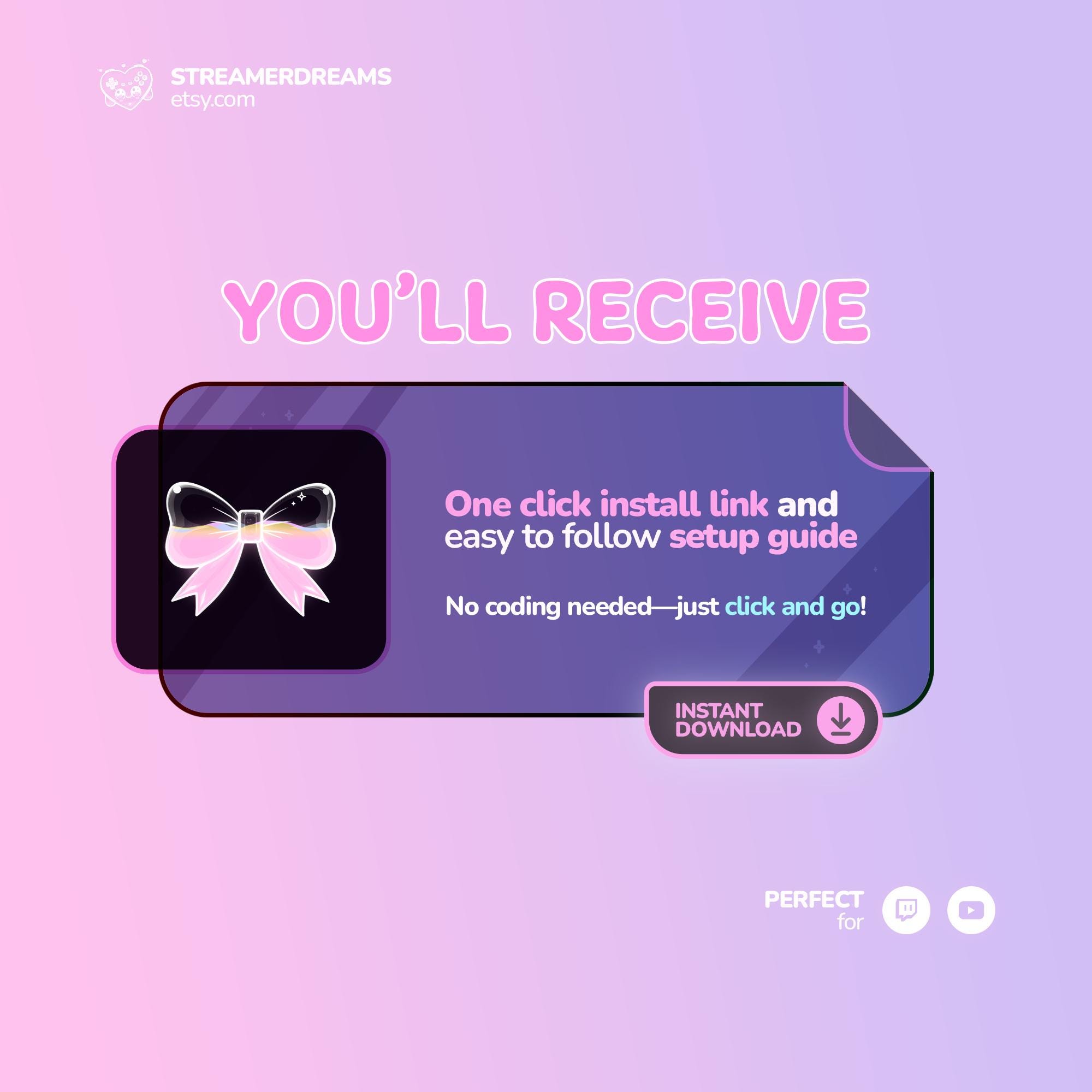 Goal Widget Coquette Bow | Stream Widget for Twitch Youtube Streamers ...