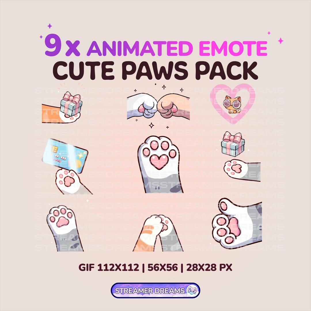 Animated Emotes. 9x Twitch Cat Paw Emote Pack. Cute Cat Paws Emote Pack ...