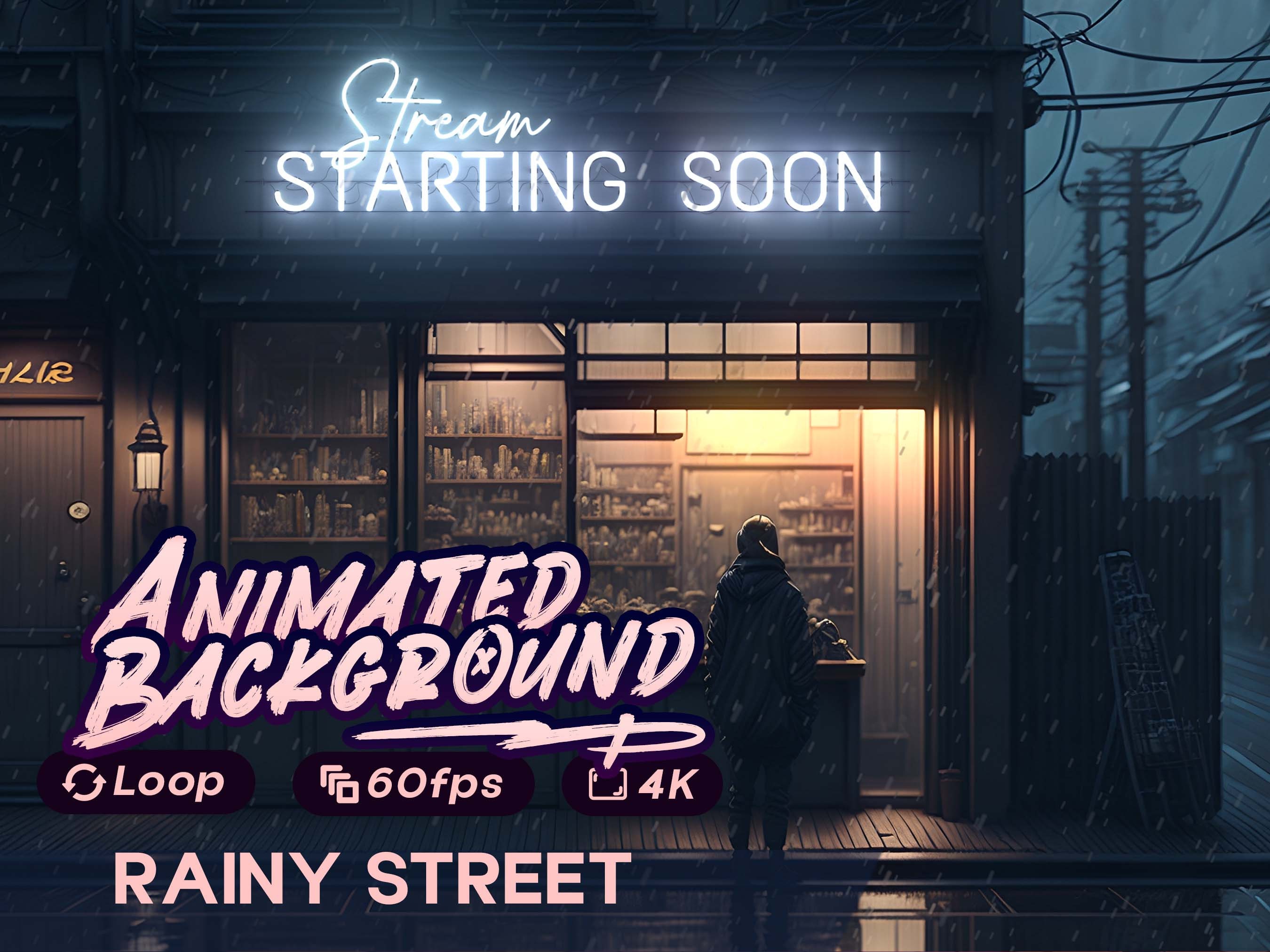 Stream Starting Soon Screen / Twitch Overlay / Vtuber Background/ Rainy ...