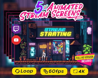 Stream Starting Soon Screen / Twitch Overlay / Vtuber Background/ Pixel ...