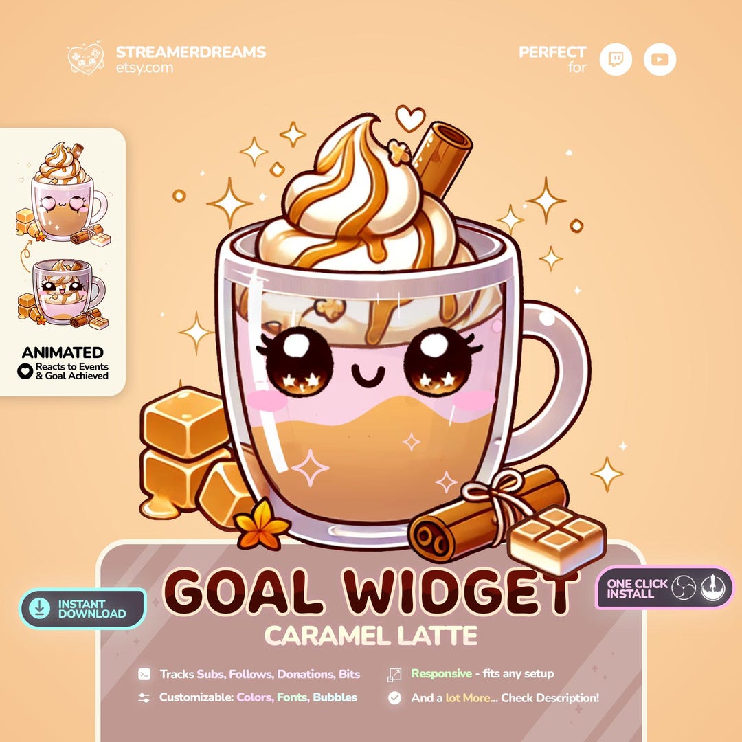 Goal Widget COFFEE CUP Twitch Youtube Stream Asset | Track Followers ...