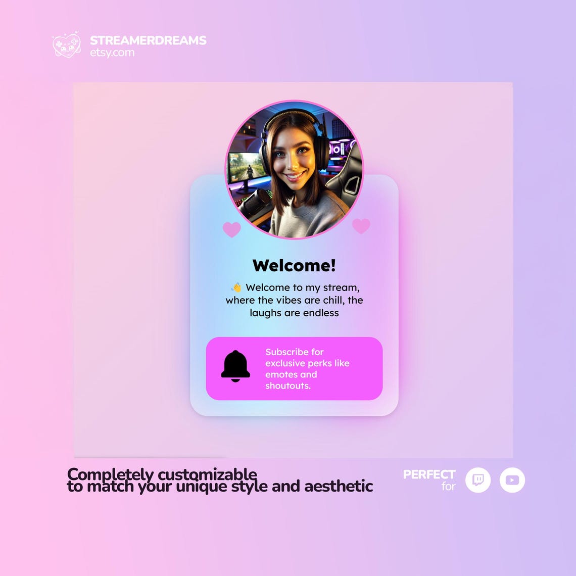 Quick Welcomer Widget for Twitch Youtube Stream | Customizable Card Pop ...