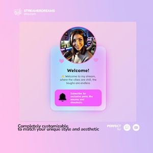 Quick Welcomer Widget for Twitch Youtube Stream | Customizable Card Pop ...