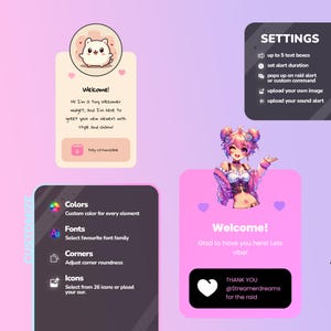 Quick Welcomer Widget for Twitch Youtube Stream | Customizable Card Pop ...