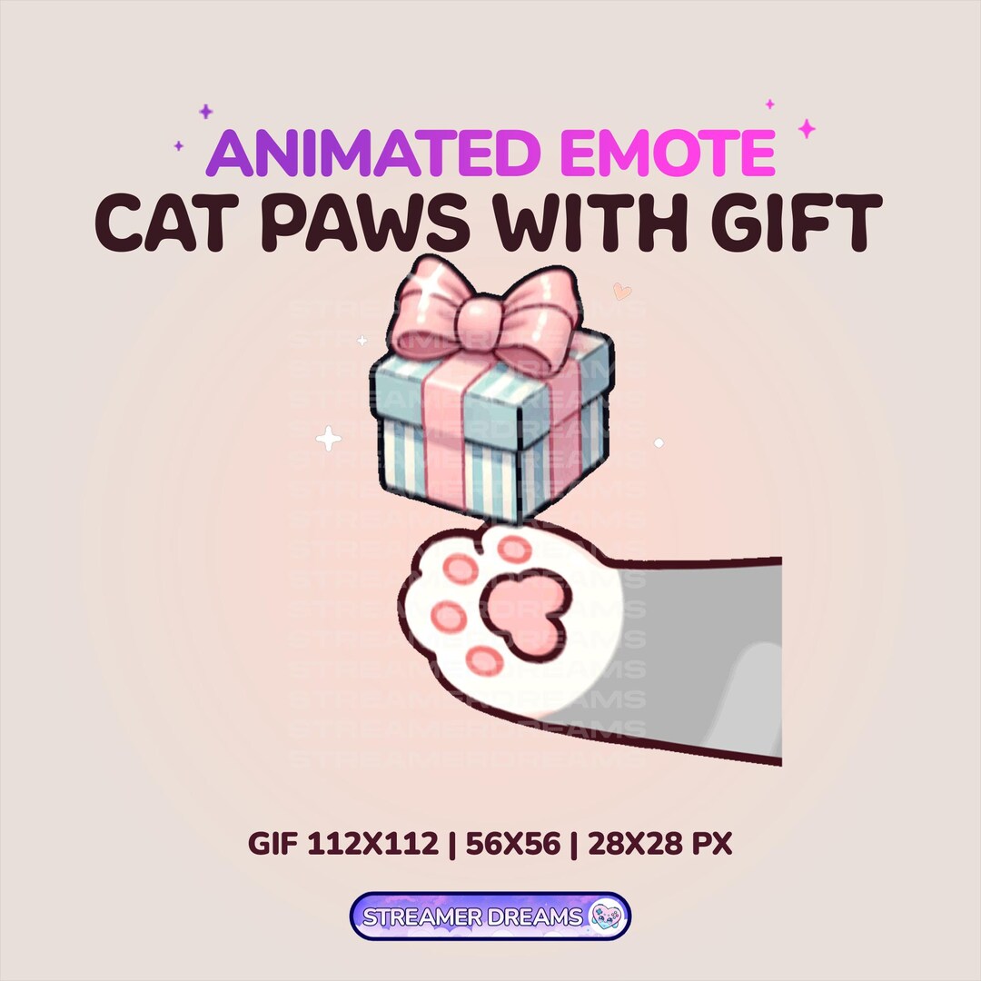 Animated Emotes, Twitch Cat Emotes, Cute Cat Paws With Gift Emote ...