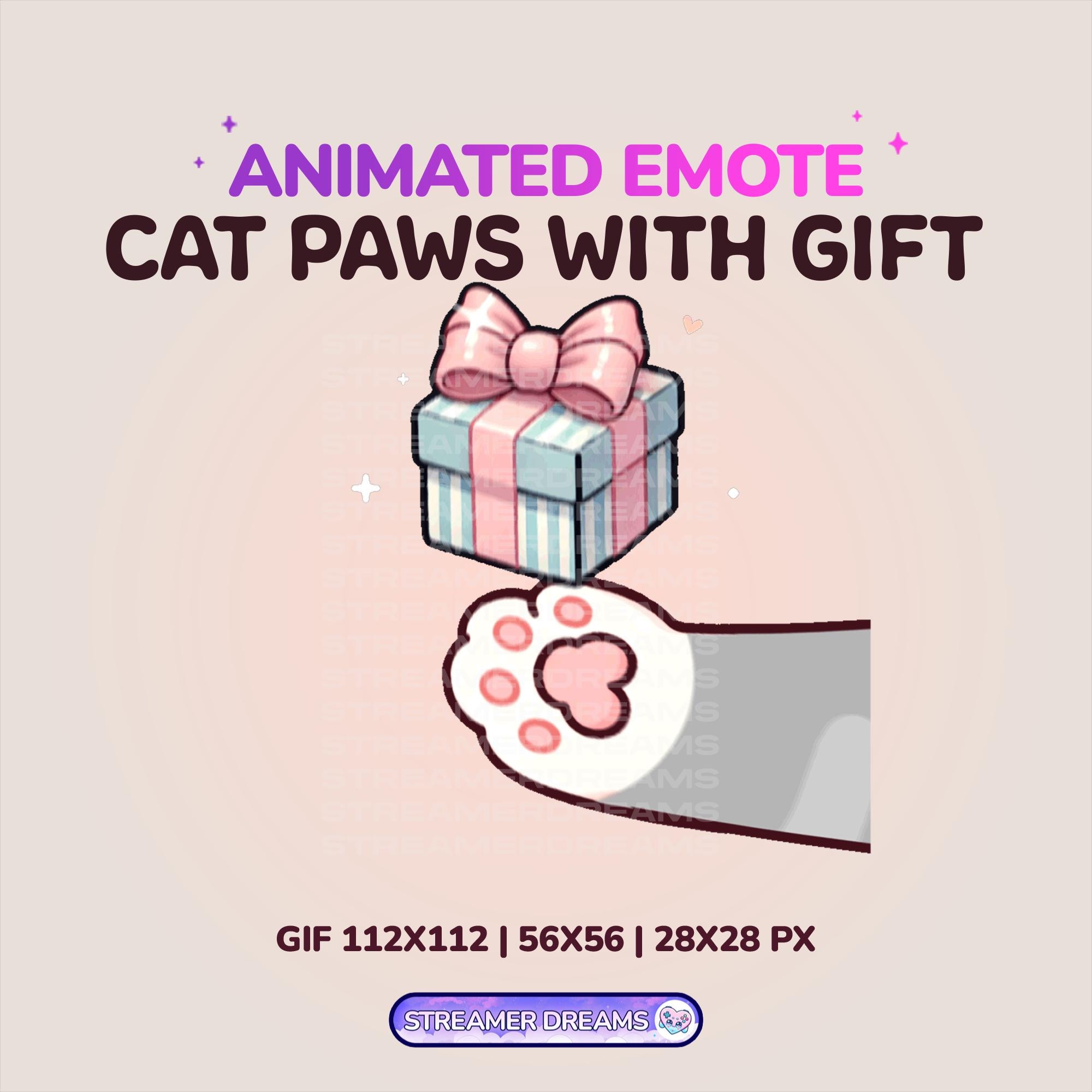 Animated Emotes, Twitch Cat Emotes, Cute Cat Paws With Gift Emote ...