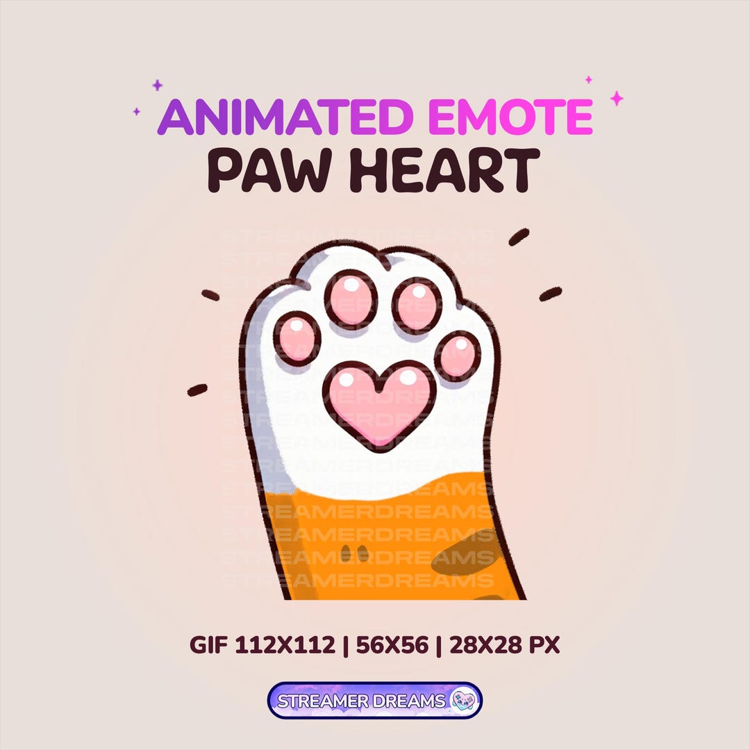 Animated Emotes, Twitch Cat Emotes, Cute Orange Paw Heart Emote ...