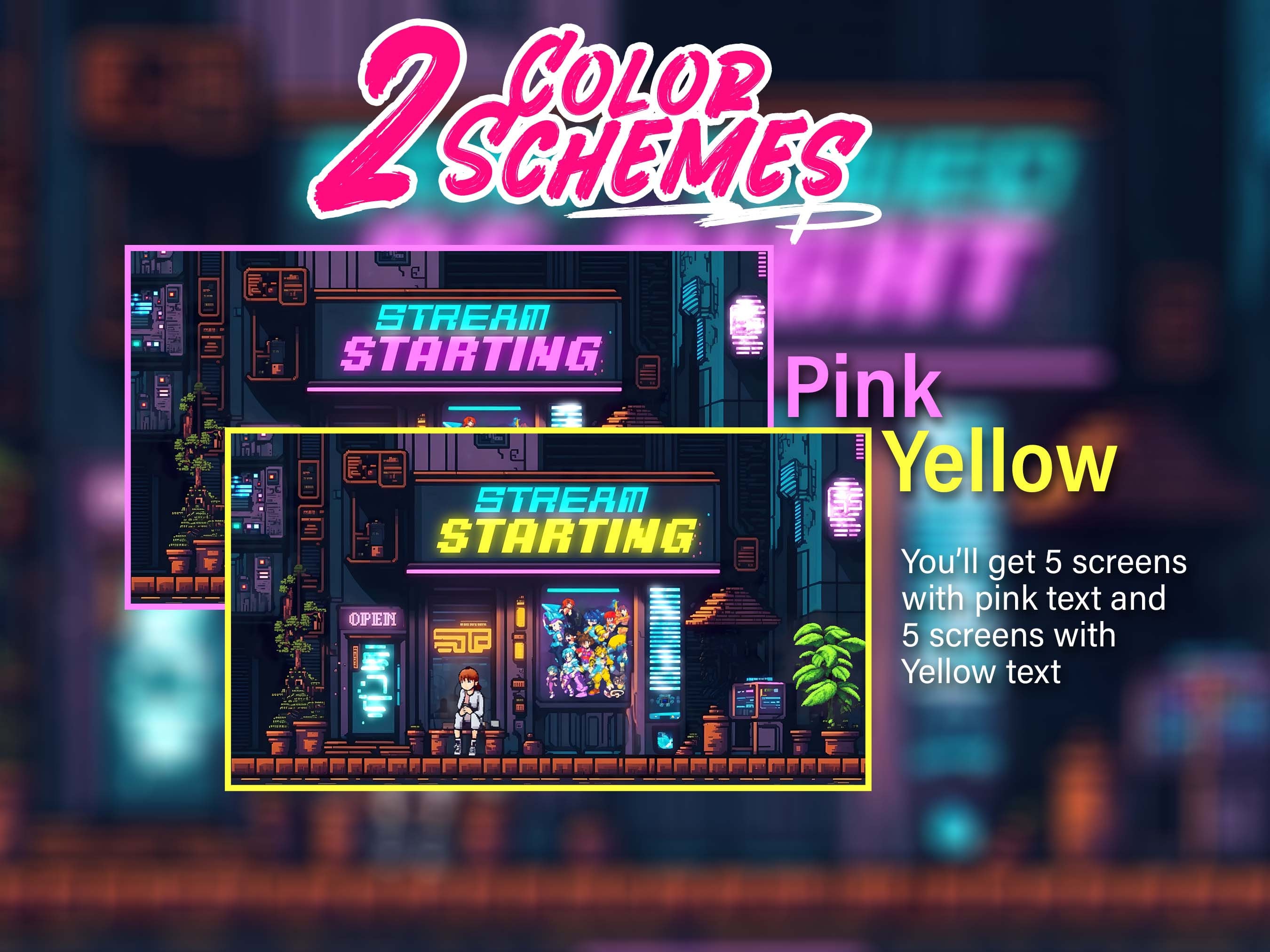 Animated Pixel Anime Street Stream Screens: Vtuber Overlay - Etsy