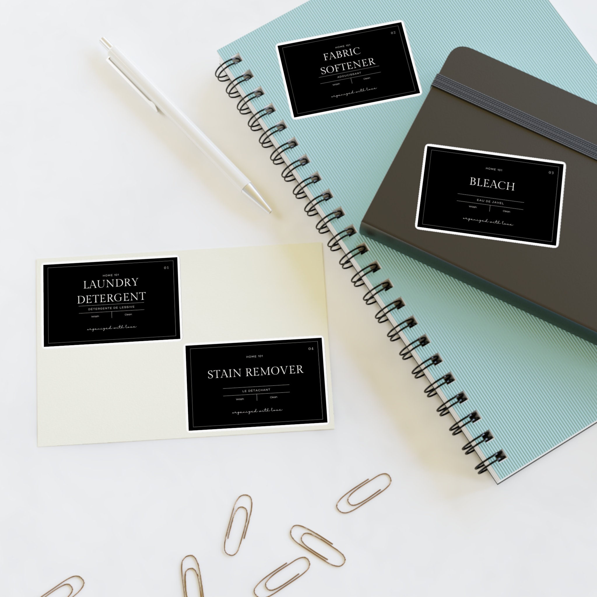 Black and White Laundry Room Labels Preprinted Laundry Container Labels ...