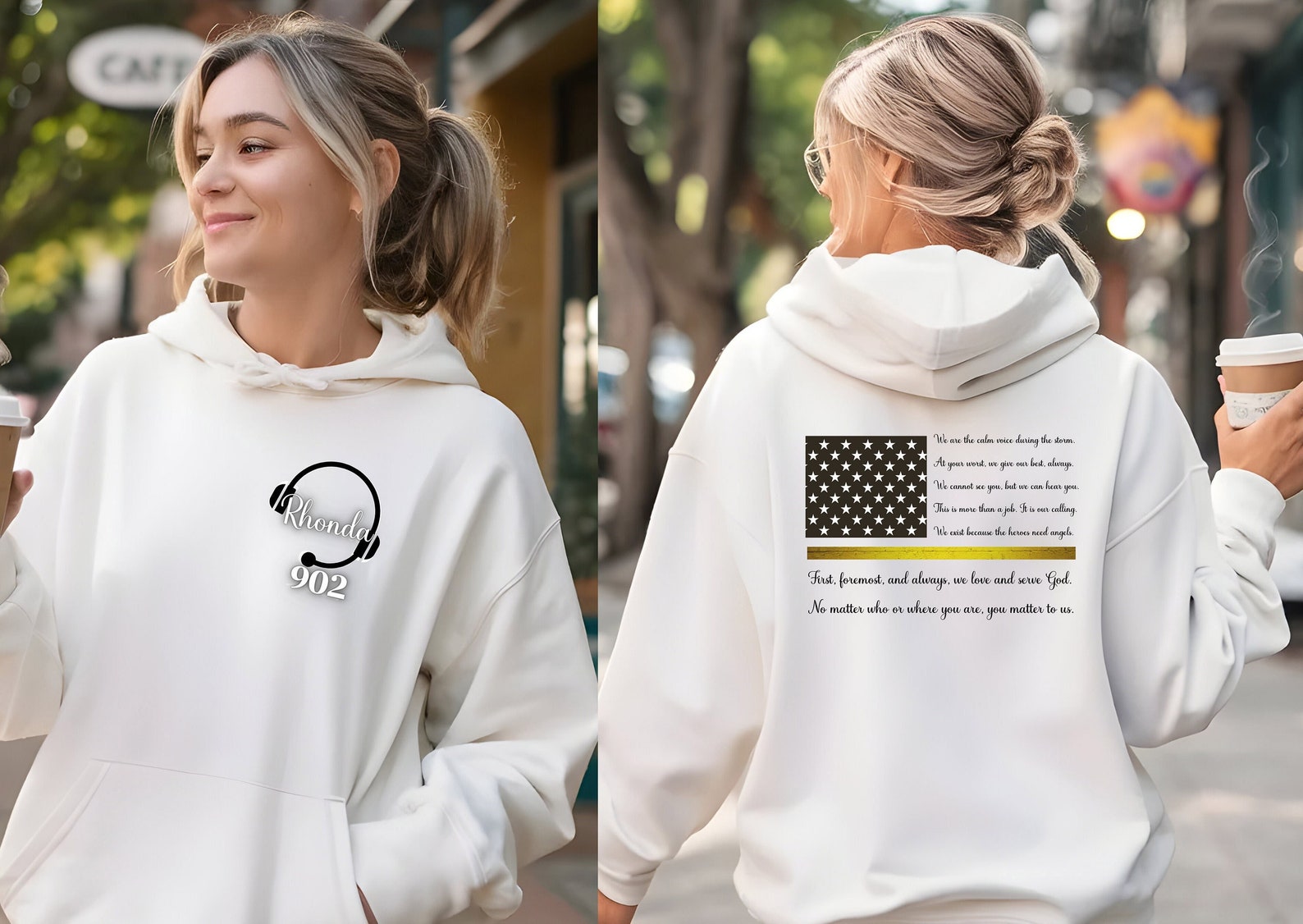 911 Dispatcher Personalized Word Flag Hoodie, Thin Gold Line, Law ...