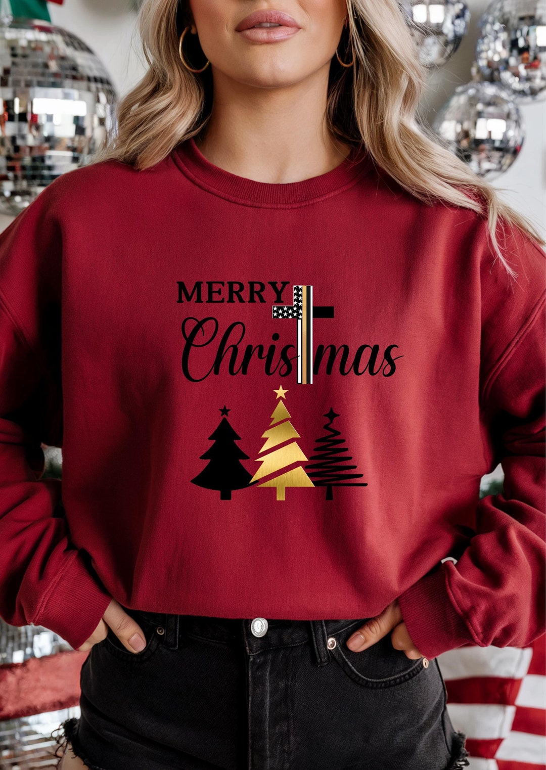 Law Enforcement or 911 Dispatch Christmas Sweatshirt, Christmas Trees ...