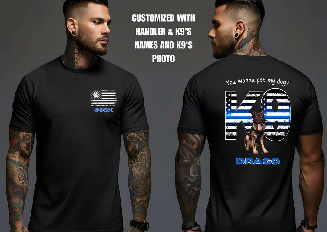 Custom K9 Handler T-shirt: Thin Blue Line Dog Lover Tee - Etsy