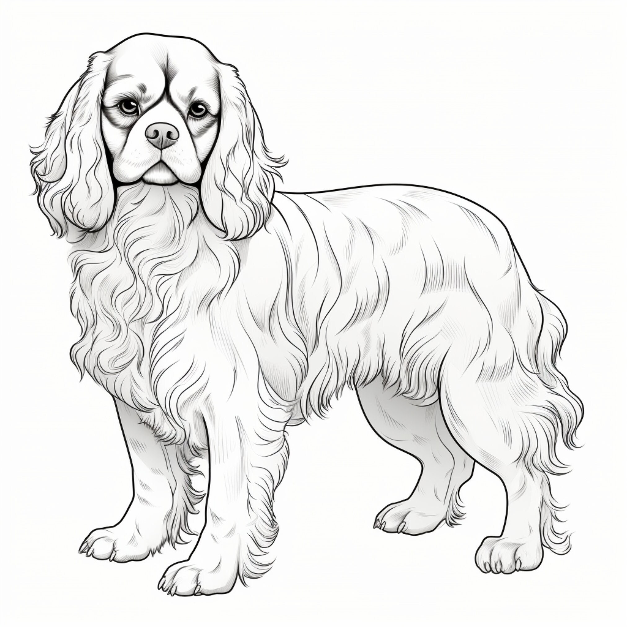 King Cavalier Charles Spaniel | Dog | Coloring Page | Pet Portrait ...