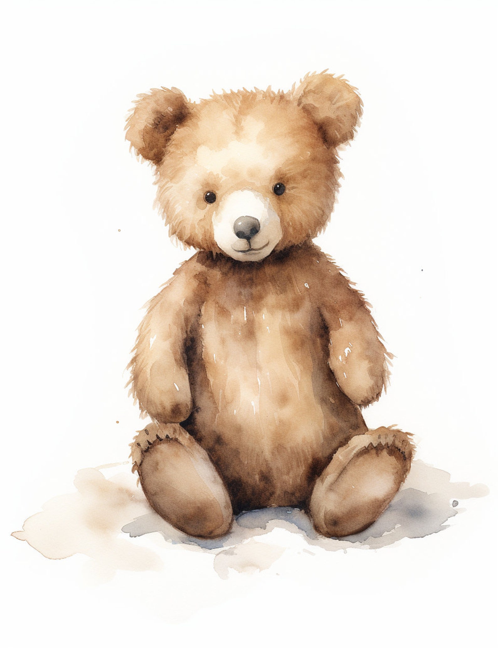Teddy Bear, Watercolor Clipart, Animal Portrait, Scrapbooking, Paper ...
