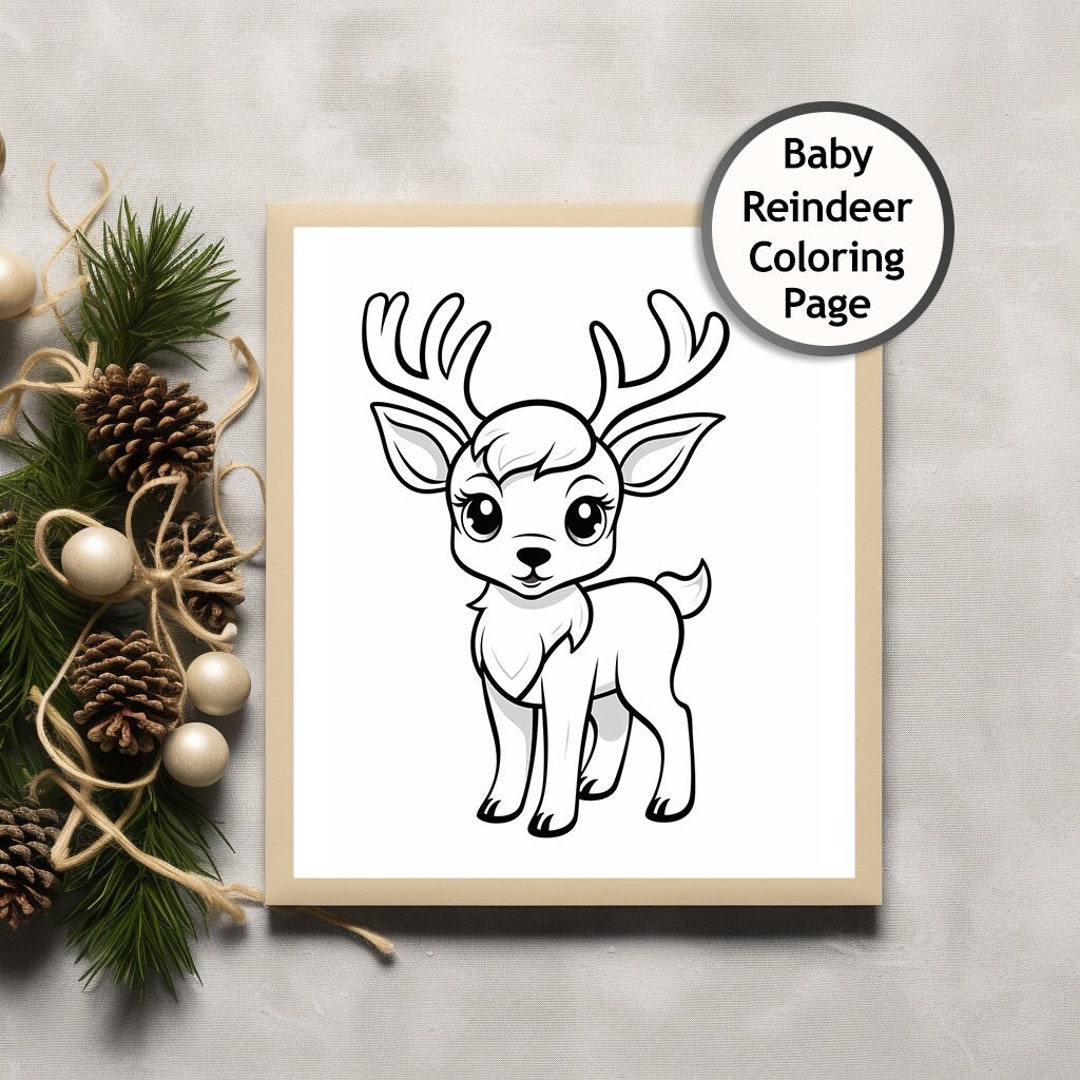 Baby Reindeer, Christmas Coloring, Printable Coloring Page, Coloring ...