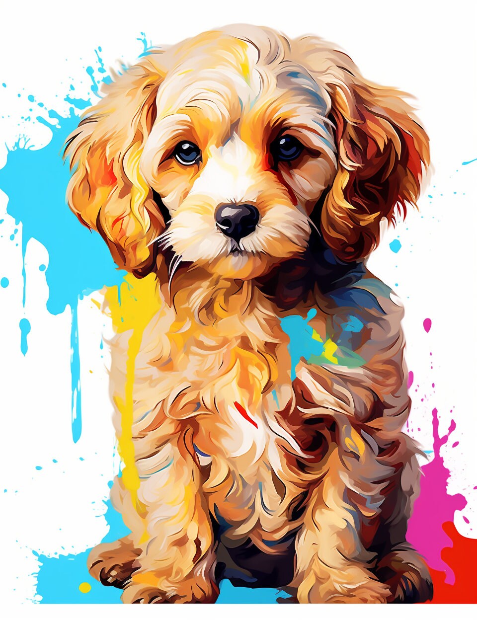 Cavapoo Dog Portrait Rainbow Clipart Scrapbooking Paper - Etsy