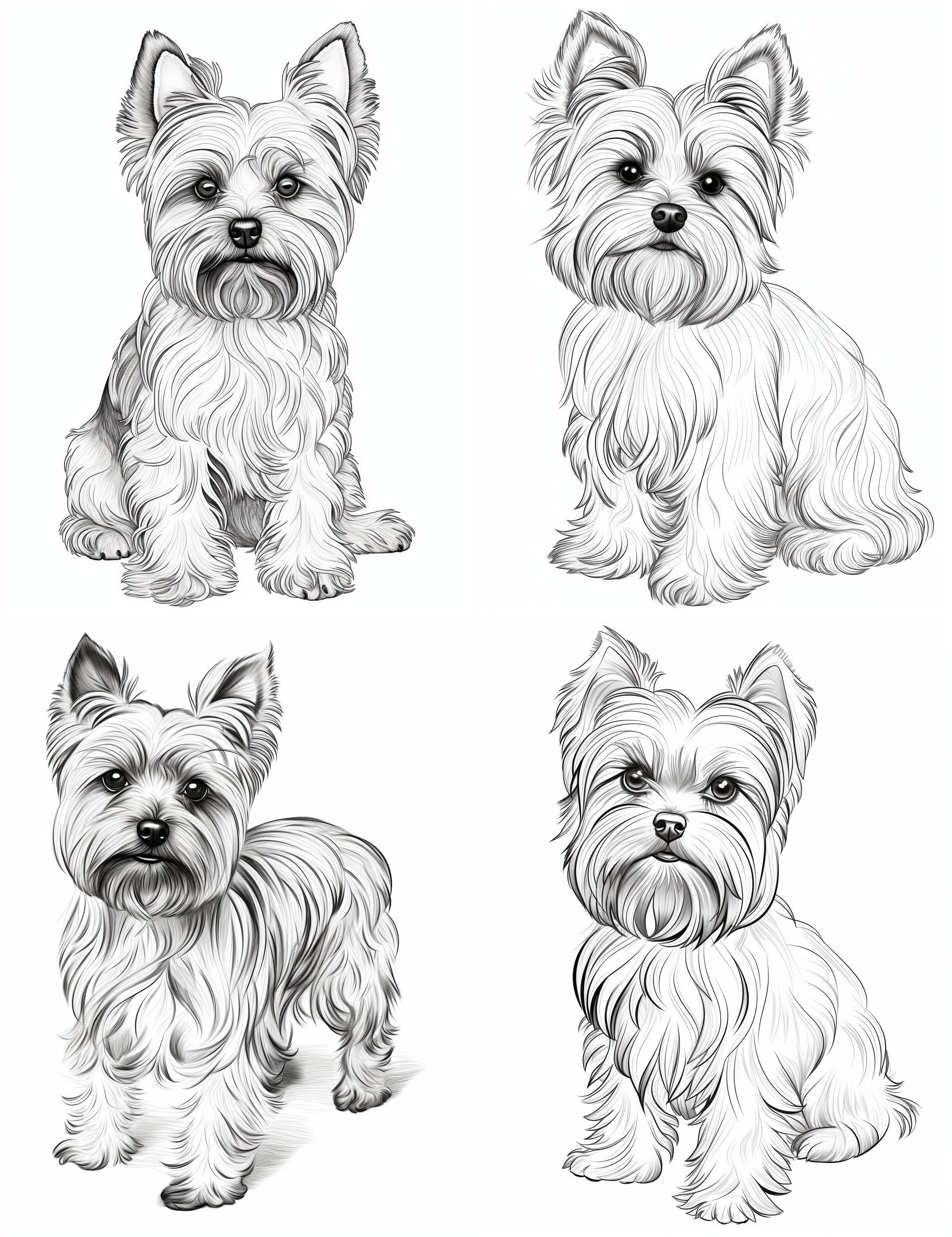 Yorkshire Terrier Yorkie Coloring Pages Pet Portrait - Etsy UK
