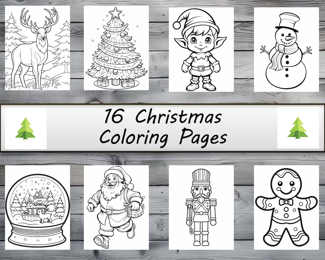 Christmas, Printable Coloring Pages, PNG, Digital Prints, Coloring for ...