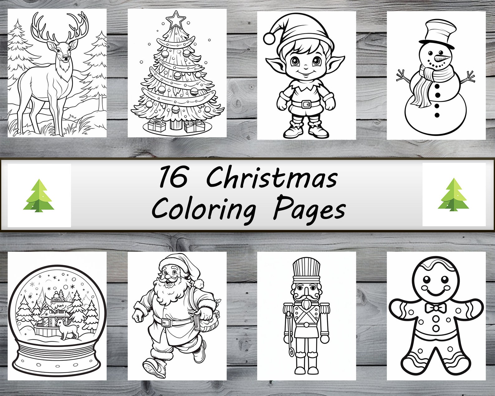 Christmas, Printable Coloring Pages, PNG, Digital Prints, Coloring for ...