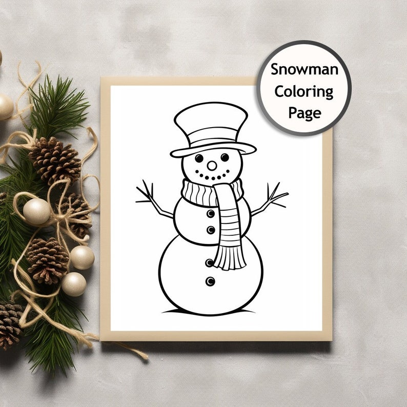 Snowman, Christmas Coloring, Printable Coloring Page, Coloring for ...