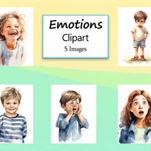 Emotions Watercolor Clipart Transparent Happy (Instant Download) - Etsy